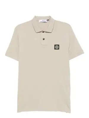 Stone Island Logo-patch Piqué Polo Shirt - Sand-colored