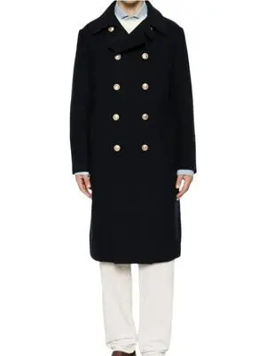 Brunello Cucinelli Double-breasted Coat With Crest Buttons - Black