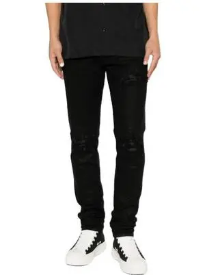 Amiri Distressed-effect Coated Jeans - Black