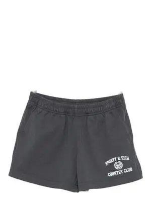 SPORTY  RICH Sporty & Rich Jersey Shorts With Logo Print - Grey