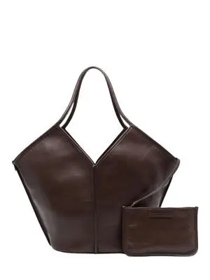 Hereu Double-handled Handbag With Detachable Pouch - Brown