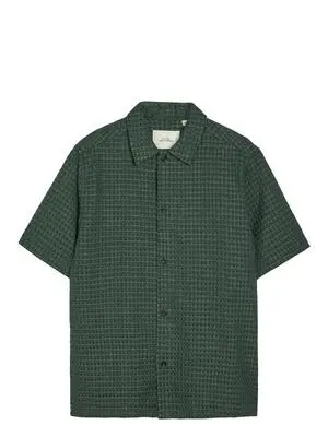 LES DEUX Checked Seersucker Shirt - Green