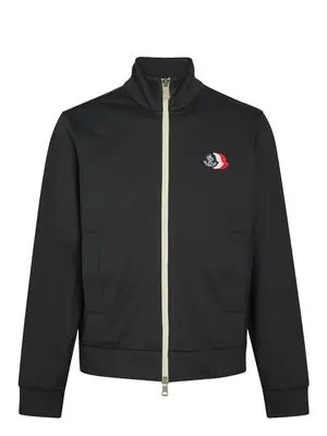 Moncler Logo-appliquéd High-neck Jersey Jacket - Dark Blue