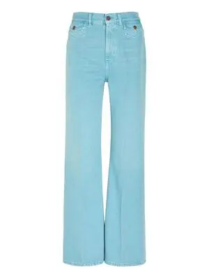 Chloé Embroidered Straight-leg Jeans - Light Blue