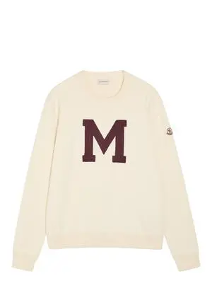 Moncler M' Logo Embroidered Cotton Blend Jumper - Cream
