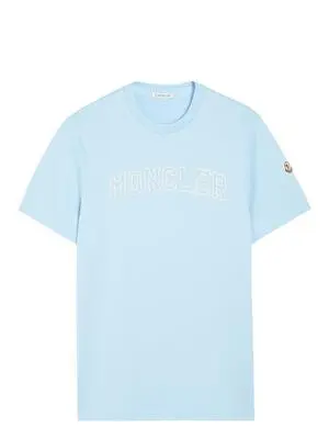 Moncler Logo-print Cotton T-shirt - Light Blue