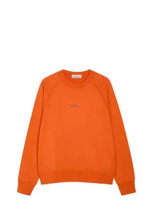 Stone Island Printed Cotton Sweatshirt With Raglan Sleeves - Orange