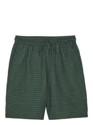 LES DEUX Checked Seersucker Shorts - Green