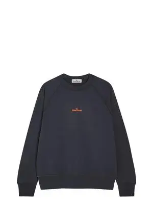 Stone Island Printed Cotton Crewneck Sweatshirt - Navy