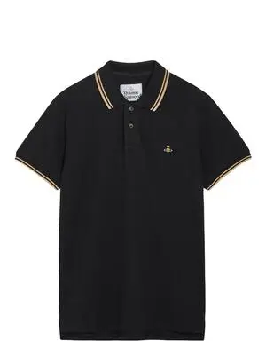 VIVIENNE WESTWOOD Logo-embroidered Piqué Cotton Polo Shirt - Black