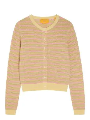 Guest In Residence Pebble Jane Striped Cashmere Cardigan - Yellow