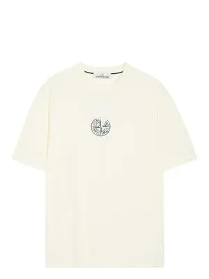 Stone Island Logo-print Cotton T-shirt - Ivory