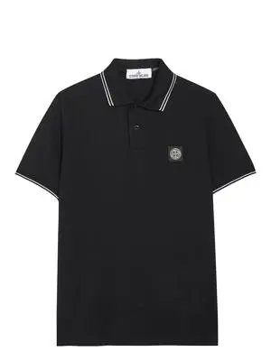 Stone Island Logo-appliquéd Piqué Cotton Polo Shirt - Black