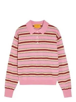 GUEST IN RESIDENCE Guest In Residence Collegiate Striped Cashmere Polo Top