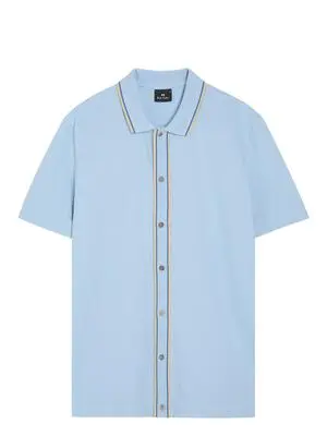 Paul Smith Striped-trim Cotton-blend Shirt - Blue