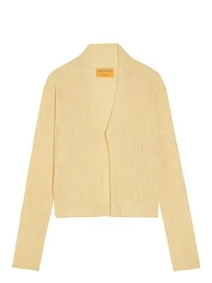 Guest In Residence Ribbed Cashmere And Linen-blend Cardigan - Yellow