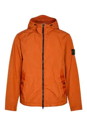 Stone Island Hooded Crinkled Nylon Jacket - Orange