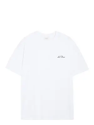 LES DEUX Logo-embroidered Cotton T-shirt - White