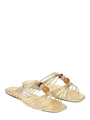 JIMMY CHOO Lova Bead-embellished Strappy Sandals - Gold
