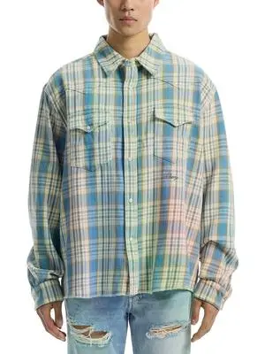 CHERRY LA Plaid Western Shirt - Blue