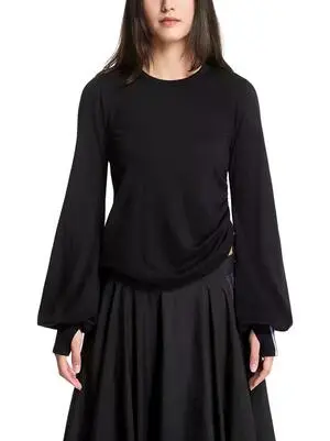 Y3 Cinched Drape Long-sleeve Top - Black