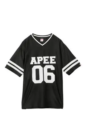 AAPE BY *A BATHING APE Apee™ A Bathing Ape® Logo Print Mesh V-neck T-shirt - Black