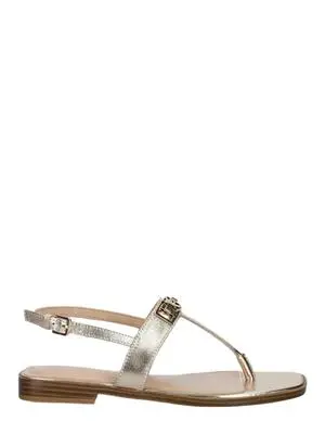 Guess Logo Plaque T-bar Slingback Sandals - Gold