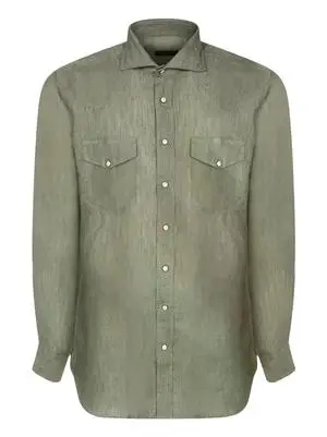 DELL'OGLIO Western-yoke Press-stud Shirt - Green