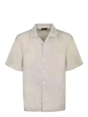 DELL'OGLIO Short-sleeve Bowling Shirt - Neutrals