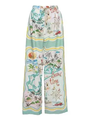 MULLER OF YOSHIOKUBO Graphic Print Palazzo Pants - Blue