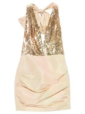 Elisabetta Franchi Sequin-embellished Ruched Mini Dress - Neutrals