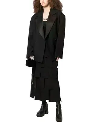 J KOO Double-breasted Wool Blend Blazer - Black
