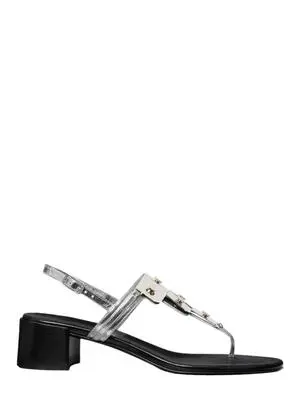Tory Burch Studded Slingback Block Heel Sandals - Silver