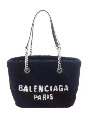 Balenciaga Shearling Tote Bag - Black