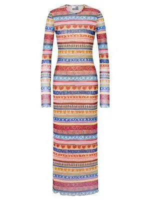 Moschino Printed Mesh Maxi Dress - Red