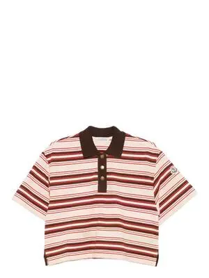 Moncler Striped Short Sleeve Polo Shirt - Pink