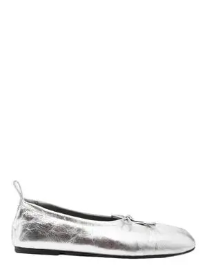 ALOHAS Rosalind Shimmer-finish Leather Ballet Flats - Silver