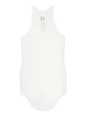 Rick Owens Ribbed Racer Back Top With Curved Hem - Neutrals