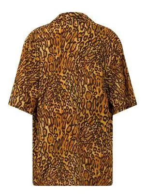 Moschino Leopard-print Short-sleeve Shirt - Brown