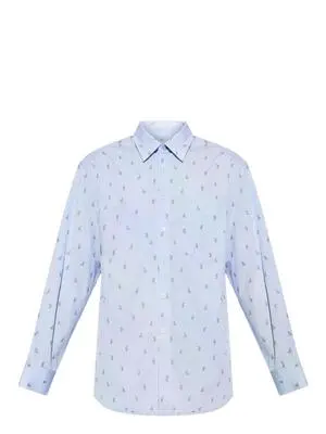 Paul Smith Rabbit-print Long-sleeve Shirt - Blue