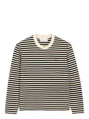AMI Paris Marinière Cotton T-shirt With De Coeur Embroidery - Black