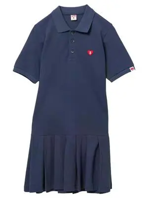AAPE BY *A BATHING APE Apee™ A Bathing Ape® Logo Embroidered Pleated Polo Dress - Blue