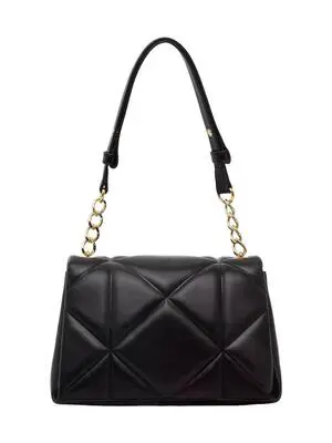 Moschino Logo-plaque Quilted Shoulder Bag - Black