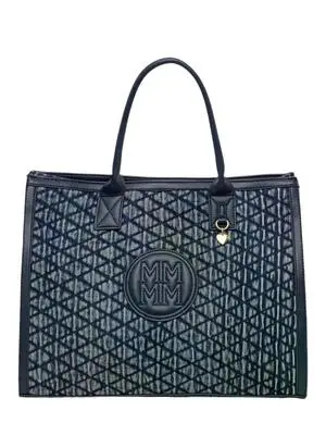 MORGAN Quilted Logo Patch Tote Bag - Blue