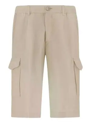 Herno Linen Fade Effect Cargo Shorts - Neutrals