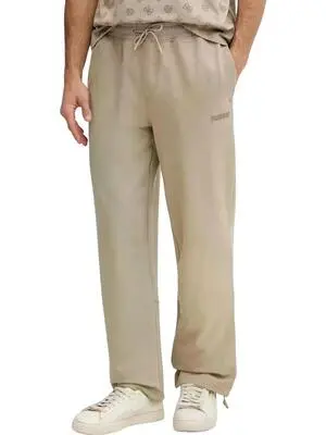 Guess Drawstring-waist Logo-patch Track Pants - Neutrals
