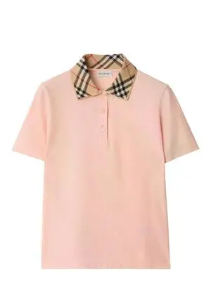 Burberry Check-collar Cotton Piqué Polo Shirt - Pink