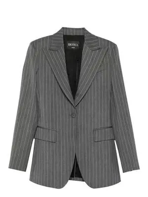 DONDUP Pinstripe Pattern Peaked Lapels Blazer - Grey