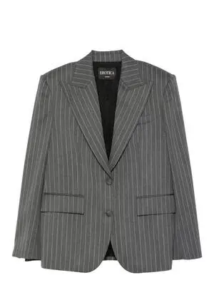 DONDUP Pinstripe Peak Lapel Blazer - Grey