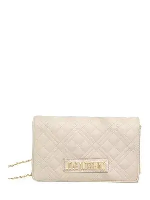 Moschino Logo-lettering Quilted Crossbody Bag - Neutrals
